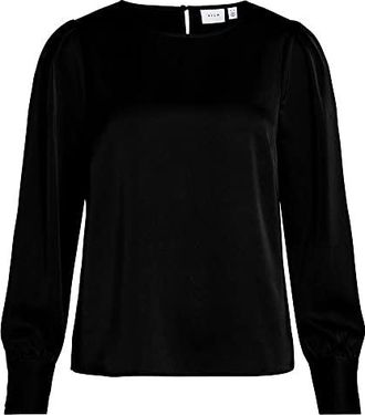 Vila Vila Col Rond Multicouche L/S Top/Su-Noos Haut Chemisier, Noir, 66 Femme