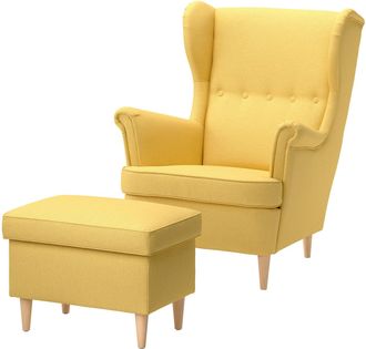 IKEA STRANDMON Ohrensessel mit Hocker