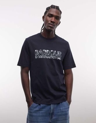 Barbour Unite - T-Shirt in Marineblau mit Logoprint