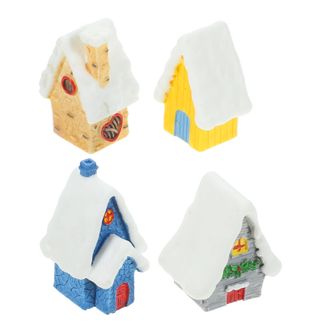 Hemobllo 4stücke Teiliges Mini Haus Aus Resin Bunte Weihnachtsdekoration Mit Detailreichem Design Wetterfest Für Garten Balkon Und Innenbereich Farbenfrohe Win