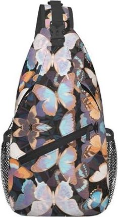 Generic Antivol Sacoche Homme Bandouliere Lart des papillons Sac De Poitrine Multifonction Sac Poitrine pour Cyclisme &eacute;cole Randonn&eacute;e
