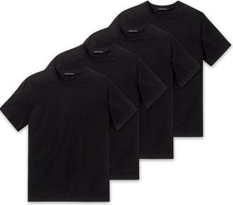 Schiesser Herren American T-Shirt Rundhals - 008150-4er Spar-Pack (XXL (Gr.8), 4 X Schwarz)