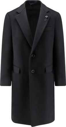 Lardini Einknopf-Mantel mit ikonischer Brosche - - Coats - Herren - Schwarzk - L