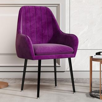 Generic Samtgepolsterter Akzentstuhl Mit Metallbeinen, Moderner Getufteter Schminkstuhl for Den Schminkbereich Im Schlafzimmer, Schönheitssalon(Purple)