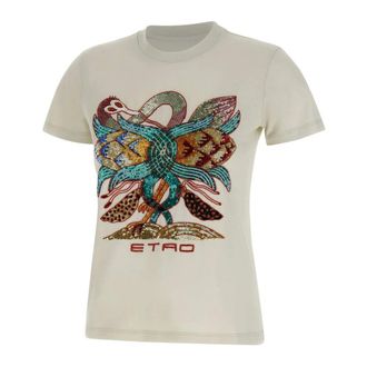 Etro Femme, Tops, Blanc, Taille: 40 FR T-shirt en coton avec broderie