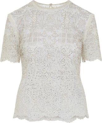 Ermanno Scervino Femme, Blouses et Chemises, Blanc, Taille: 36 FR Top en dentelle orn&eacute;e