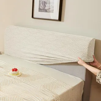 Generic Dehnbarer minimalistischer Bettkopfteil Bezug Staubschutzbezug f&uuml;r Schlafzimmerdekoration f&uuml;r BBB Beige Queen:(55-63)/140-160