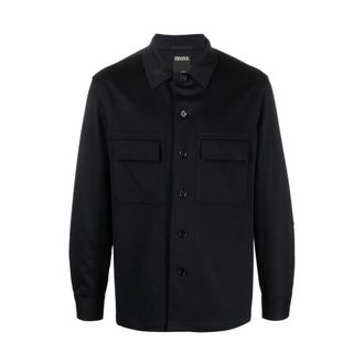 Ermenegildo Zegna Marineblau Kaschmir Klassisches Hemd - - Shirts - Herren - Blau - M