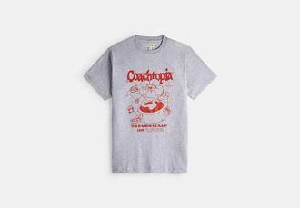 Coach Lockeres T-Shirt mit Blumentopf-Print in Grau, Gr&ouml;&szlig;e X-Klein | Baumwolle