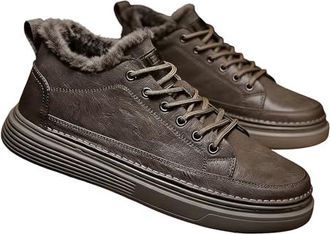 Generic Baskets pour Homme Cuir &agrave; Lacets Doublure en Peluche Polaire Chaude Chaussures De Sport Marche Semelle &Eacute;paisse Antid&eacute;rapante L&eacute;ger Tendances Sneakers 