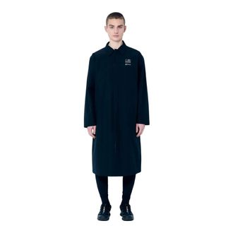 Maison Margiela Homme, Manteaux, Noir, Taille: S Logo Print Trench Coat