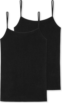 Schiesser Damen Top Spaghettitop 2er Pack Doppelpack 95/5-175993, Größe Damen:38, Farbe:schwarz