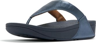 FitFlop LULU Damen Zehentrenner aus Leder, Metallic Cosmic Blue, 38 EU, Metallic Cosmic Blue, 38 EU