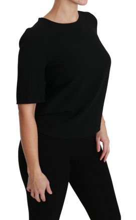 Dolce & Gabbana Womens Black Short Sleeve Casual Top Stretch Blouse