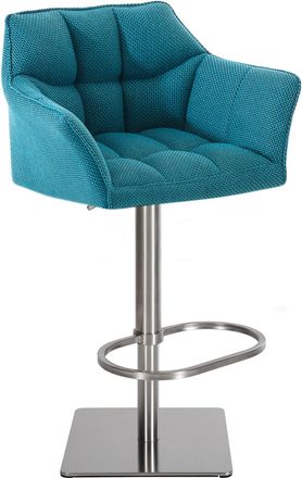 Clp Barhocker Damaso Stoffbezug I Gepolsterter Barstuhl höhenverstellbar und drehbar I Tresenstuhl mit Rückenlehne, Farbe:türkis, Gestell Farbe:Edelstahl