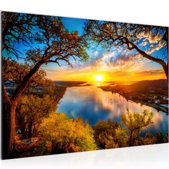 Runa Art Bild Landschaft Modern Wandbilder Wohnzimmer Schlafzimmer B&uuml;ro 1 Teilig - Made In Germany - Himmelblau Landschaft Flur 059015a
