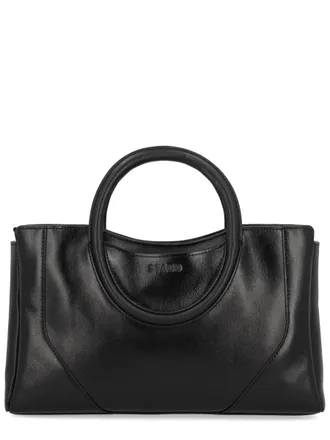 Staud Womens Maude Mini Satchel Bag Black Cow Leather Handbags Hand