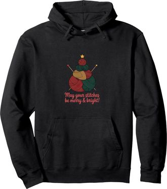 Mapanoli Design Stricken Weihnachtsbaum Stiche Merry and Bright Pullover Hoodie
