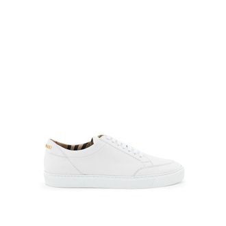 Burberry Wei&szlig;e Ledersneaker mit Goldenem Logo - - Shoes - Damen - Wei&szlig; - 41 EU