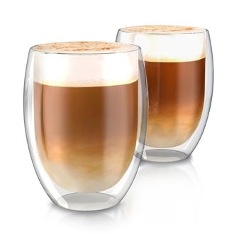Arendo doppelwandige Trinkgl&auml;ser 350ml - Latte Macchiato Cappuccino Tee - 2er Set - Doppelwandglas - Thermotassen - sp&uuml;lmaschinengeeignet - mikrowellengeeign