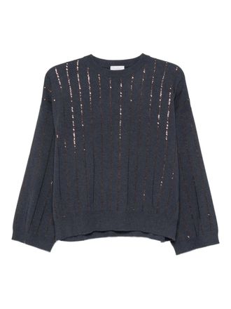 Brunello Cucinelli Verzierter Pullover - Blau