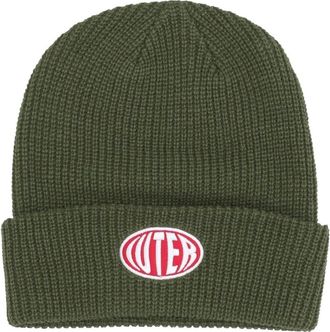 Iuter Armee Beanie Hut mit Besticktem Patch - - Accessories - Herren - Gr&uuml;n - ONE SIZE