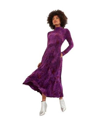 Joe Browns Flocked Print High-Neck Maxi Dress Robe d&eacute;contract&eacute;e, Violet, 40 Femme
