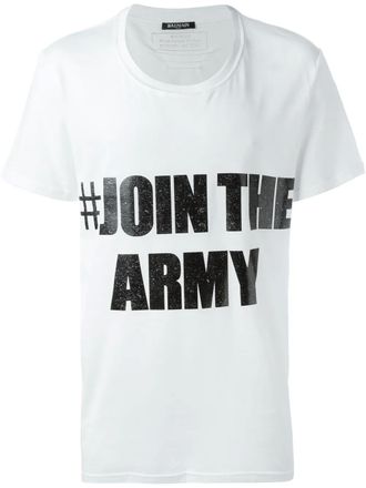 Balmain t-shirt imprimé Join The Army - Blanc