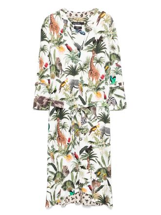 Marc Cain robe mi-longue à imprimé animalier - Blanc