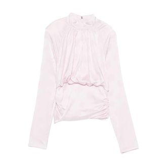 Rotate Flower Mesh Ruffle Top - - Tops - Damen - Rosa - M