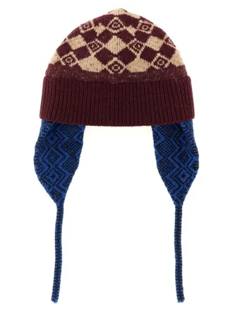 Dries Van Noten Geometric Diamond Knit Winter Hat - Burgundy