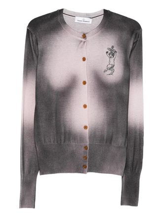 Vivienne Westwood Elle embroidered ombr&eacute; cardigan - Noir