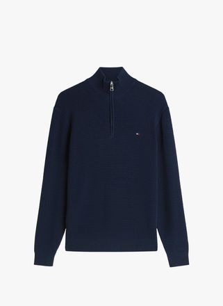 Tommy Hilfiger Pull droit &agrave; col zipp&eacute; en coton