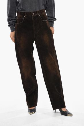 Tory Burch F&uuml;nf-Taschen-Hose Aus Velours Mit Logoknopf Tory Burch