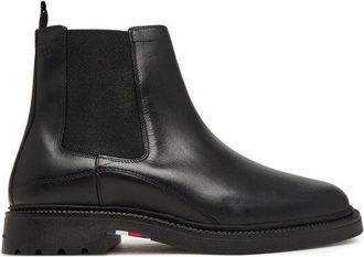 Tommy Hilfiger Klassische Stiefeletten Corporate Casual Lth Chelsea FM0FM05966 Schwarz