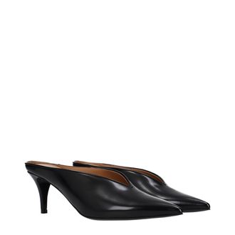 Stella McCartney Pointed-Toe Leather Heel - Black