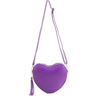 modamoda.de T267 Damen Leder Herzf&ouml;rmige Umh&auml;ngetasche Schultertasche, handmade in Italy (Purple)