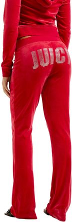 Juicy Couture Damen Diamante Low Rise Track Pant Sweathose Trainingshose Jogger aus Velour für Sport Freizeit Fitness in versch. Farben Lässige Hose, Astor RED, XS