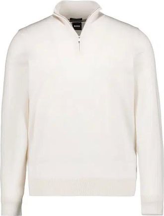 HUGO BOSS Herren Pullover wei&szlig; Merinowolle unifarben