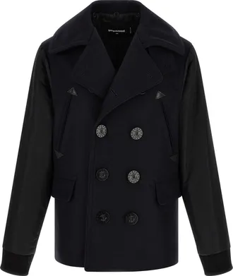 Dsquared2 Wool-Blend Hybrid Peacoat - Navy