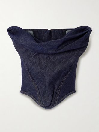 Magda Butrym Haut Bustier Raccourci En Jean - Bleu