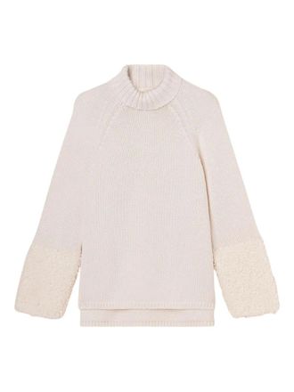 Fedeli Stehkragen-Pullover mit strukturierten Bündchen - Nude