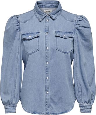 Only Damen Jeanshemd ONLMALLORY ONLMALLORY Life LS DNM Shirt QYT 15245681,Light Blue Denim,M