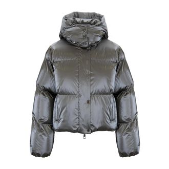 Elisabetta Franchi Kurze Daunenjacke mit hohem Kragen - - Jackets - Damen - Grau - M