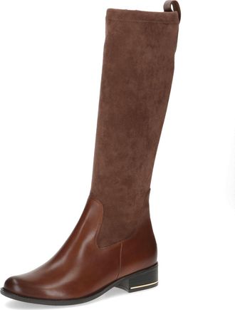 Caprice Caprice Damen Hohe Stiefel mit Absatz Runde Spitze Blockabsatz, Braun (Cognac Comb), 37.5 EU