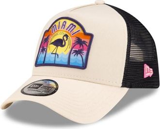 New Era Adjustable A-Frame Trucker Cap - Miami Beige