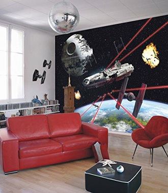 Komar Fototapete STAR WARS MILLENNIUM FALCON - 368 x 254 cm - Tapete, Wand, Dekoration, Wandbelag, Wandbild, Wanddeko, Galaxy, Erde, Raumschiff - 8-489