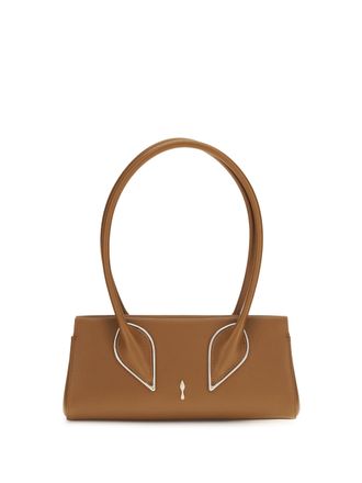 Christian Louboutin Womens Shoulder Bag Venus Calfskin Tan Calf Leather