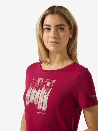 super.natural T-Shirt f&uuml;r Damen, Merino W WONDER WALD TEE mit Natur-Motiv, atmungsaktiv