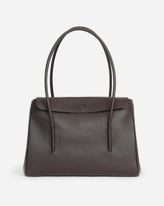 Arket Schultertasche Aus Leder Mit Umschlagklappe -Braun